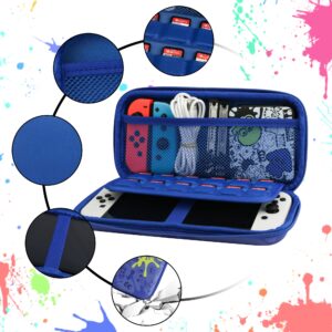 GLDRAM Carrying Case Bundle for Nintendo Switch and Switch OLED, Theme for Splatoon 3 Travel Case for Switch, Carrying Accessories Kit with Game Case, Thumb Grip Caps