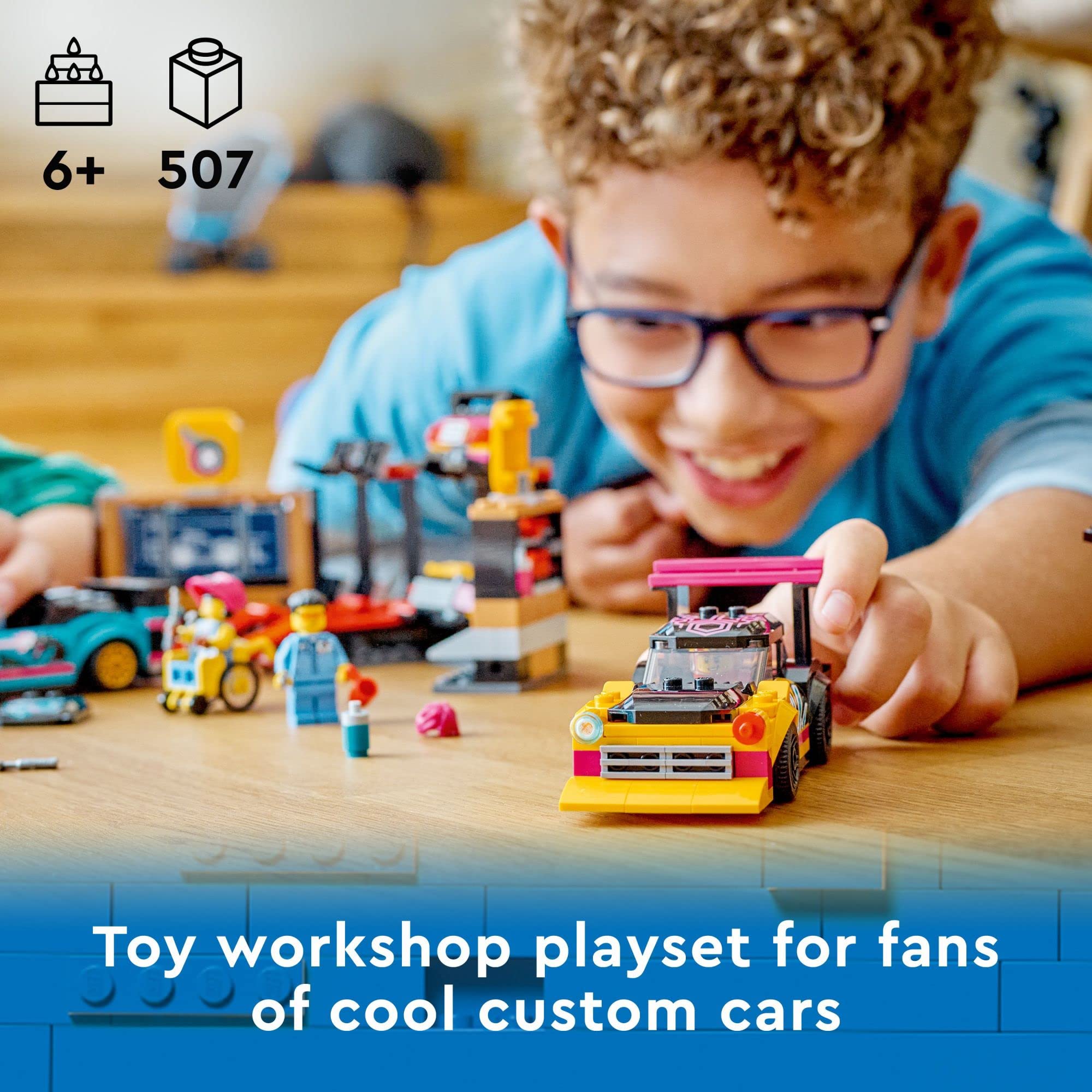 LEGO City Custom Car Garage 60389, Toy Garage Building Set with 2 Customizable Cars and Car Accessories, Pretend Play Mechanic Toy with 4 Minifigures, Gift Idea for Christmas for 6 Year Old Kids