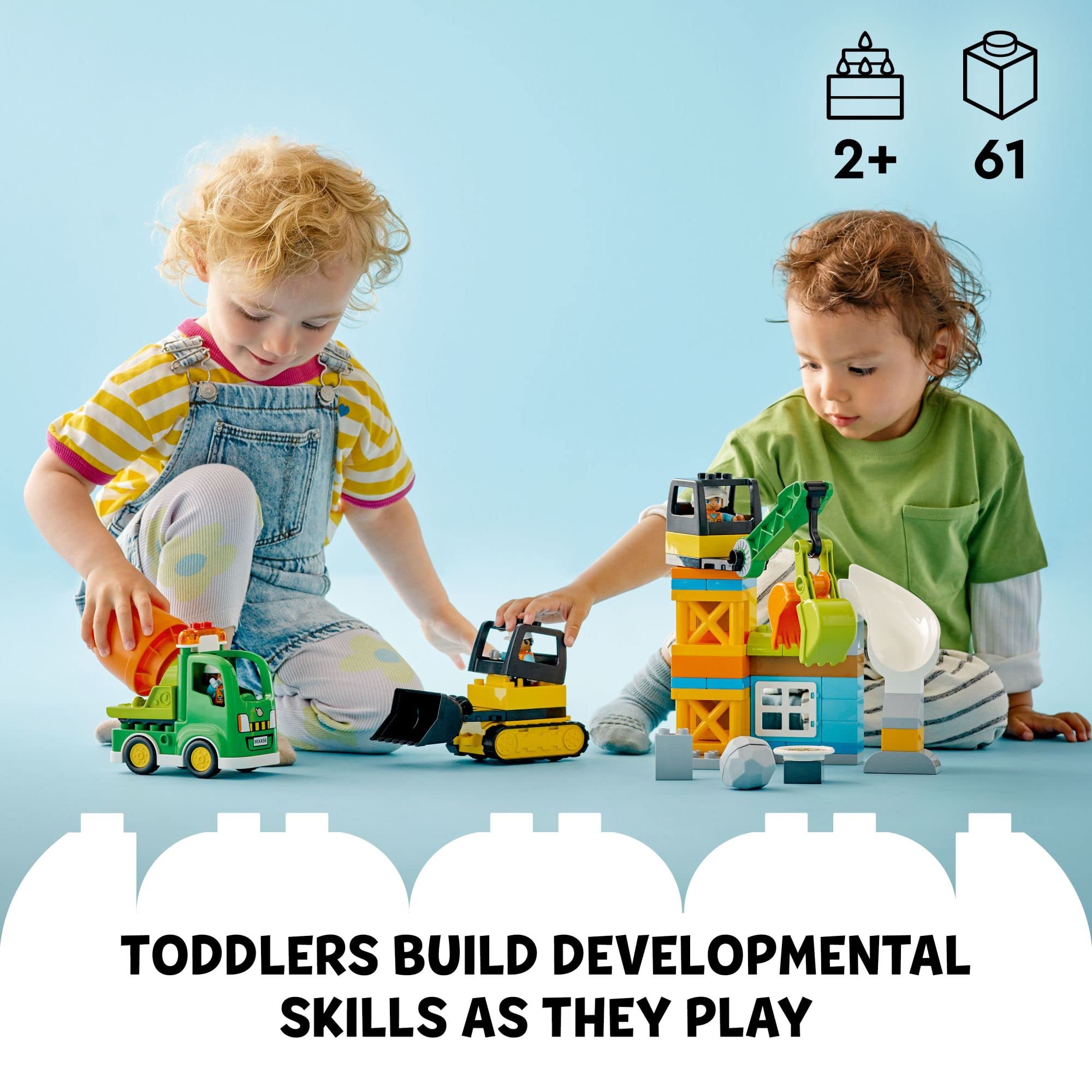 LEGO DUPLO Town Bulldozer Construction Vehicle Toy Set 10990, Early Development and Activity Toys, Big Bricks for Small Hands, Pretend Play Learning Toy, Gift for Toddlers Boys Girls Age 2+ Years Old