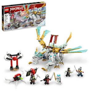 lego ninjago zane’s ice dragon creature 71786, 2in1 dragon toy to action figure warrior, model building kit, construction set for kids with 5 minifigures