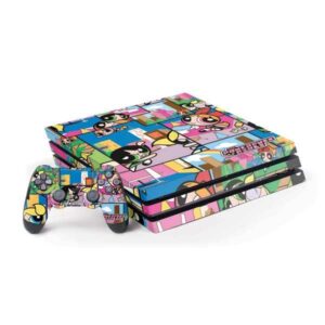 skinit decal gaming skin compatible with ps4 pro console and controller bundle - officially licensed warner bros powerpuff girls patches design