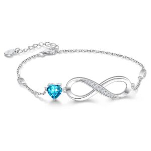 riviko infinity love heart symbol charm bracelet for women 925 sterling silver adjustable birthday valentine’s day christmas jewelry gift for mom women wife her friends