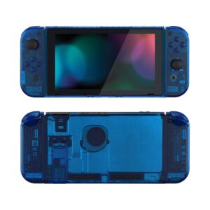 extremerate clear blue front back plate for nintendo switch console, ns joycon handheld controller housing with full set buttons, replacement shell for nintendo switch - switch not included