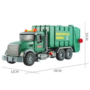 IYEAM 15" Big Garbage Truck Toy, Friction Powered Garbage Truck with Lights and Sounds, Kids Recycling Trash Truck with 3 Trash Cans, Boys & Girls Gifts