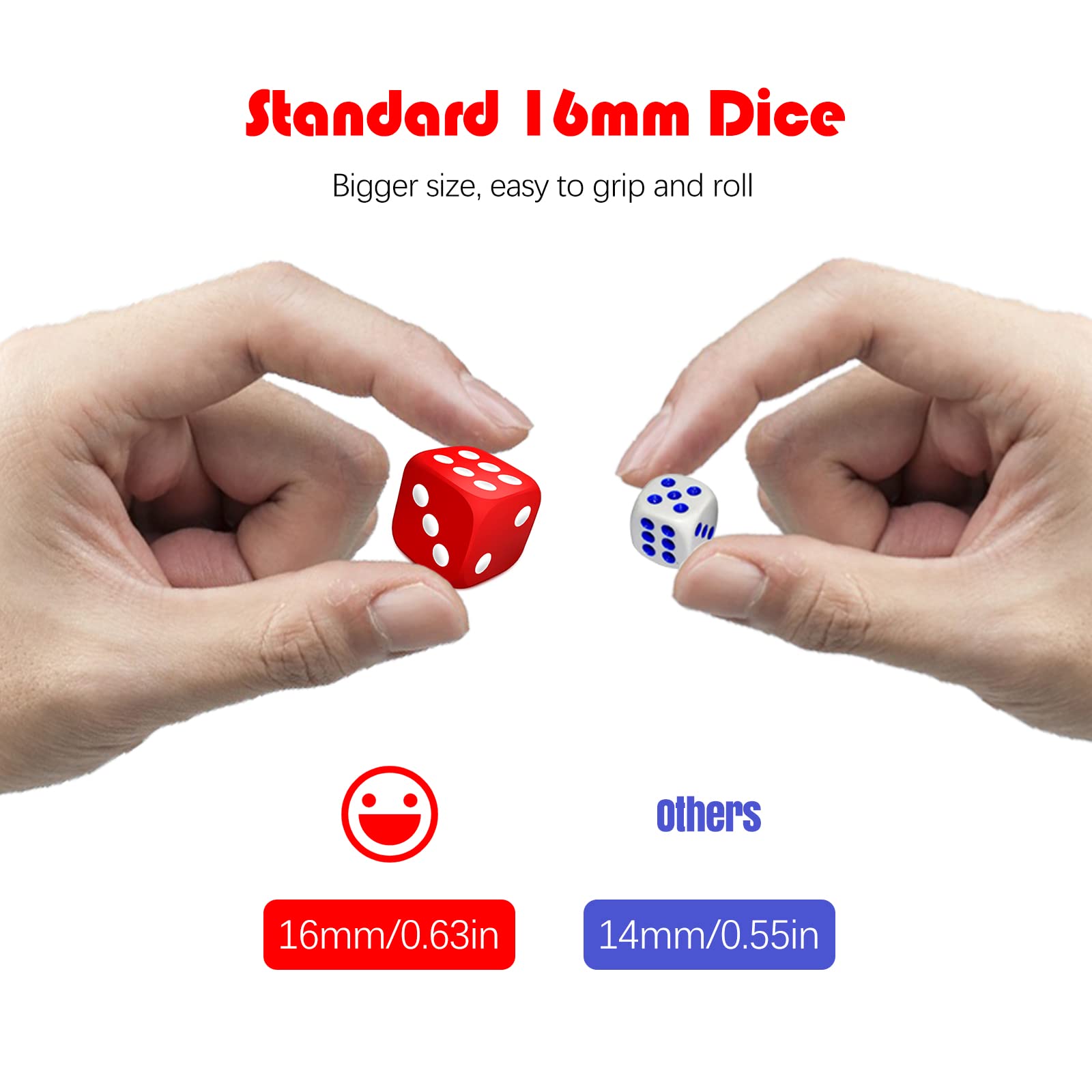 6 Sided Dice Set 10 Colors 16mm Acrylic Game Dice for DND, MTG, RPG, Tenzi, Yahtze, Bunco, Table Borad Games, Math Teaching (30 Pieces 6 Colors)