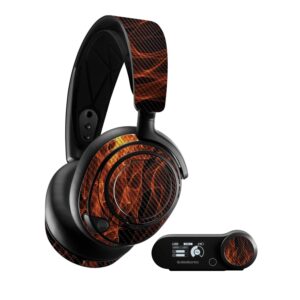 mightyskins carbon fiber skin compatible with steelseries arctis nova pro - charcoal flames | protective, durable textured carbon fiber finish | easy to apply and change styles | made in the usa