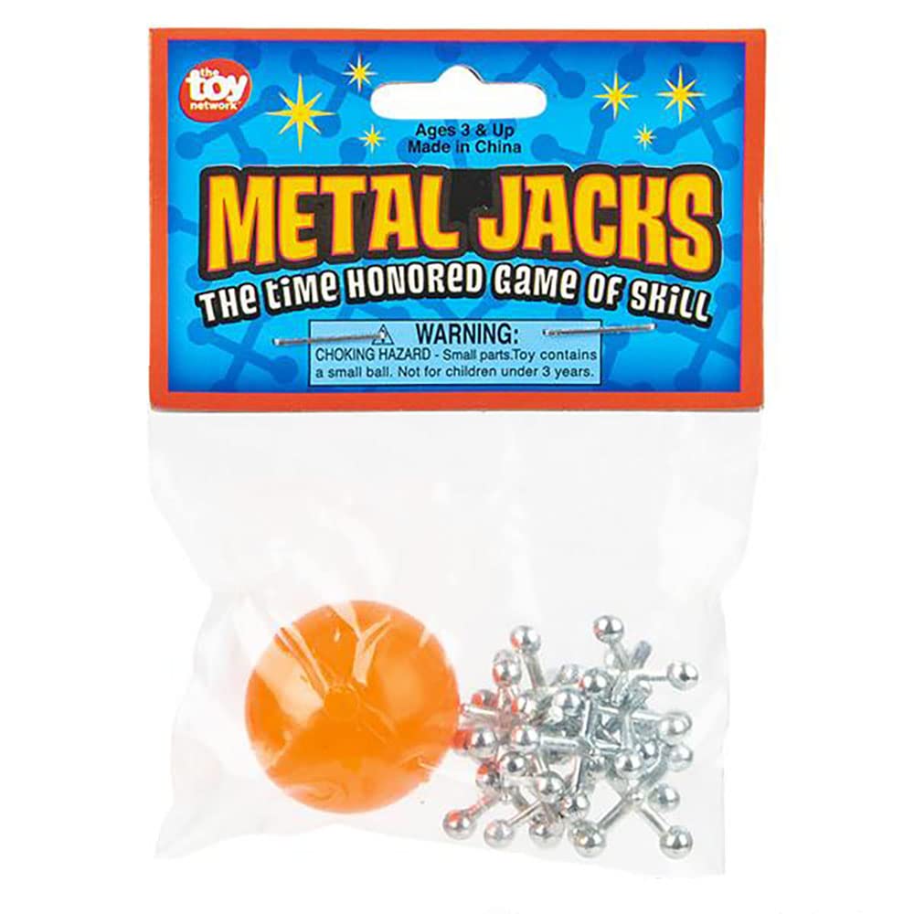 The Dreidel Company Jacks Game with Ball, Metal Set 0.5â€, Retro Toys, Classic Games Great Party Flavors, Kids' Activities, Loot Bag Fillers, Halloween, Easter, Birthday Parties (12-Pack)