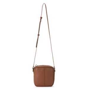 The Sak Maisie Square Crossbody in Leather, Adjustable Strap, Tobacco