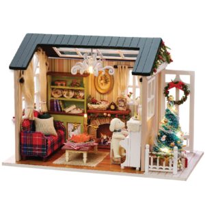 ailgely diy miniature dollhouse kit realistic mini 3d wooden doll house kit,tiny house kit with furniture led lights,miniature house kit 1:24 scale,gift for birthday valentine's wedding day