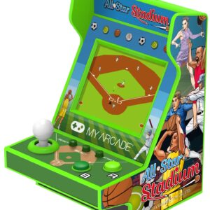 My Arcade All Star Stadium Pico Player- Fully Playable Portable Tiny Arcade Machine with 107 Retro Games, Toys for Kids, 2" Screen, Green, Small (DGUNL-4120)