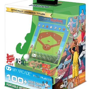 My Arcade All Star Stadium Pico Player- Fully Playable Portable Tiny Arcade Machine with 107 Retro Games, Toys for Kids, 2" Screen, Green, Small (DGUNL-4120)