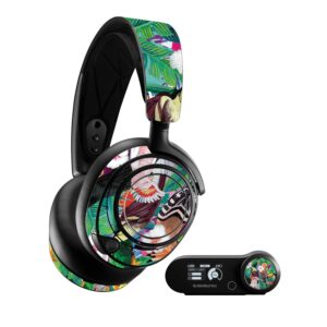 mightyskins glossy glitter skin compatible with steelseries arctis nova pro - tropical paradise | protective, durable high-gloss glitter finish | easy to apply and change styles | made in the usa