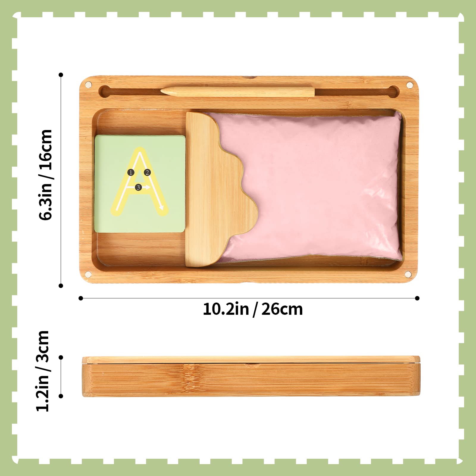 Sand Tray for Classroom Montessori Sand Tray with Lid Wooden Sand Trays for Kids Writing Letters and Numbers (Pink)