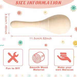 Leitee 6 Pcs DIY Mini Wooden Maracas Rattles Egg Shaker Kids Musical Party Favor Baby Shaker Sand Hammer Toy, Assorted Designs, Maracas for Kids, Party Favor