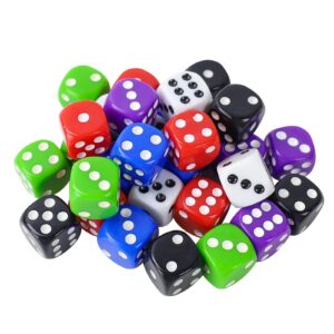 6 Sided Dice Set 10 Colors 16mm Acrylic Game Dice for DND, MTG, RPG, Tenzi, Yahtze, Bunco, Table Borad Games, Math Teaching (30 Pieces 6 Colors)