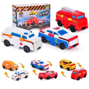 anti-reverse car toy set, 2022 new reverse car toy set, transforming toys car, children's creative mini transforming car, 2-in-1 flip transformation cars toys convert two forms in 3 seconds (b)