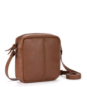 The Sak Maisie Square Crossbody in Leather, Adjustable Strap, Tobacco