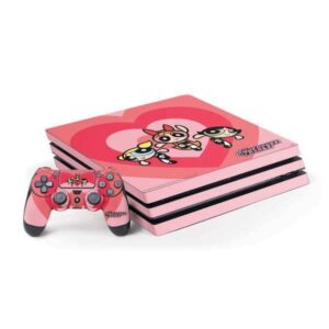 skinit decal gaming skin compatible with ps4 pro console and controller bundle - officially licensed warner bros powerpuff girls hearts design