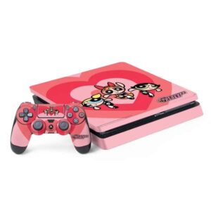 skinit decal gaming skin compatible with ps4 slim bundle - officially licensed warner bros powerpuff girls hearts design