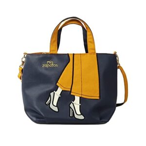 miss sapato b-7233 women's shoulder bag, synthetic leather, wide pants, mini shoulder bag, pouch included, size b5, navy