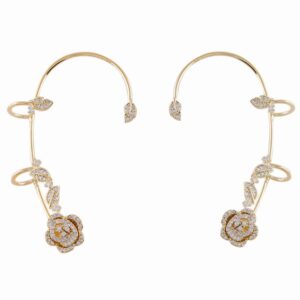 2pcs women's clip-on earrings hook without pierced rose flower ear bone clip ear clip butterfly (rose ear clips)