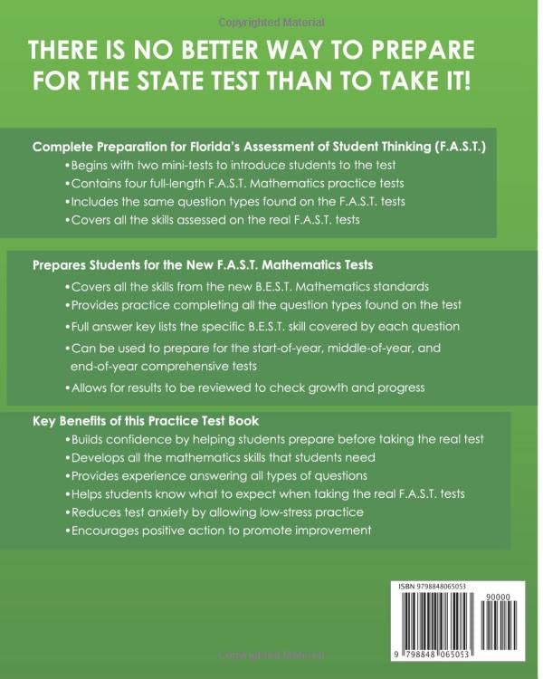 FLORIDA TEST PREP F.A.S.T. Practice Test Book F.A.S.T. Mathematics Grade 3: Covers the New B.E.S.T. Mathematics Standards