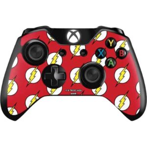 skinit decal gaming skin compatible with xbox one controller - officially licensed warner bros flash logo pattern design