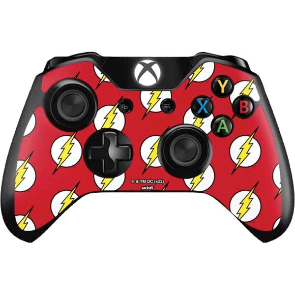 Skinit Decal Gaming Skin Compatible with Xbox One Controller - Officially Licensed Warner Bros Flash Logo Pattern Design