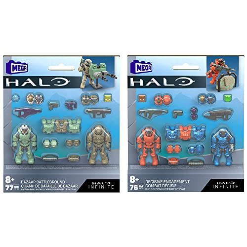 MEGA Halo Infinite Toy Building Sets, Spartan Mission Pack Collection with 2 Poseable Micro Action Figures, Accessories and Display Stand