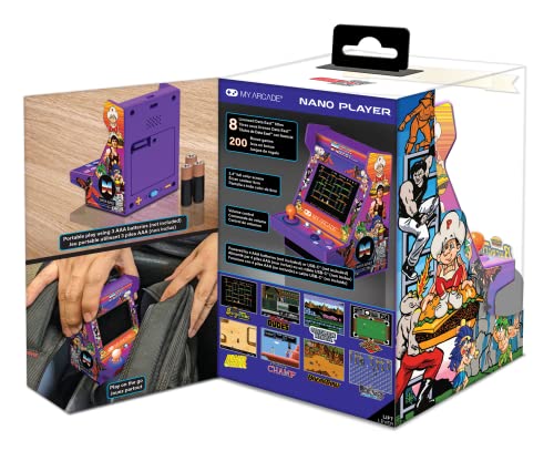 MY ARCADE Data East Hits Pico Player - Game for Kids and Adults, 3.75" Fully Playable Portable Tiny Arcade Machine with 108 Retro Games, 2" Screen Color Display, Battery Powered, Purple, Small