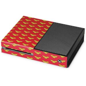 skinit decal gaming skin compatible with xbox one console - officially licensed warner bros wonder woman logo pattern design