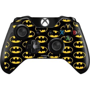 skinit decal gaming skin compatible with xbox one controller - officially licensed warner bros batman logo pattern design