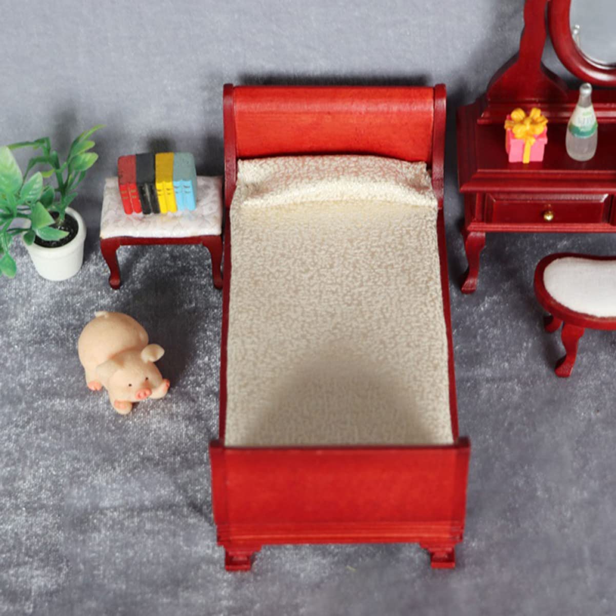 COHEALI Dollhouse Bed Wooden Dollhouse Furniture 1 12 Scale Wooden Dollhouse Furniture Doll House assesseries Furniture Miniature Mini