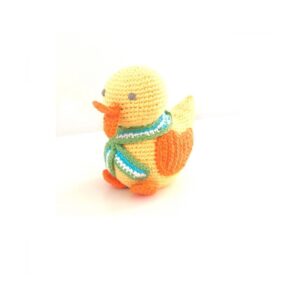 pebble | handmade duck rattle - yellow | crochet | fair trade | pretend | imaginative play | machine washable