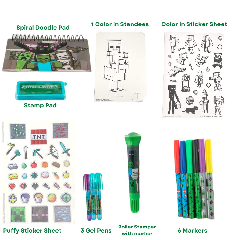 Minecraft Coloring & Sticker Activity Set for Kids with Travel Carrying Case