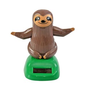 sloth solar dancing figures, solar powered shaking hand doll toys for car dashboard decoration, desk or windowsill decor (a-brown)