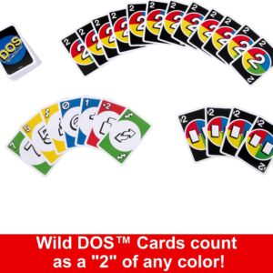 Mattel Games DOS Card Game Second Edition, Family Travel Game with Updated Rules for Kids & Adults in Storage Tin