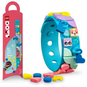 lego dots my pets bracelet 41801, jewelry making kit for girls and boys with dangling charms, diy creative toy craft set, animal theme with kitty and corgi accessories, small gift idea for kids age 6+