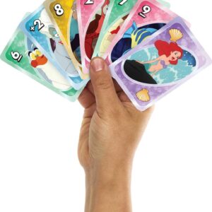 Mattel Games UNO Disney Princess The Little Mermaid Card Game for Family Night Featuring Movie Themed Graphics for 2-10 Players