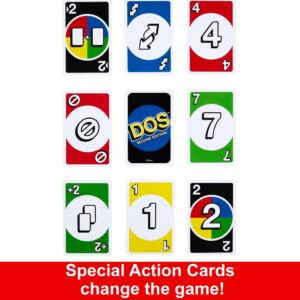 Mattel Games DOS Card Game Second Edition, Family Travel Game with Updated Rules for Kids & Adults in Storage Tin