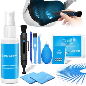 vr headset cleaning kit, vr lens cleaner, lens pen cleaner kit for oculus quest 2/hololens 2/xbox/ps4/wii, cleaning kit for camera game controller vr accessories, phone cleaning kit blue