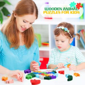 4 Pcs Alphabet Jigsaw Puzzle Building Blocks Animal Wooden Puzzle Wooden Alphabet Puzzle Snake Elephant Dinosaur Snail Blocks Toys ABC Alphabet Animal Puzzle for Preschool Learning