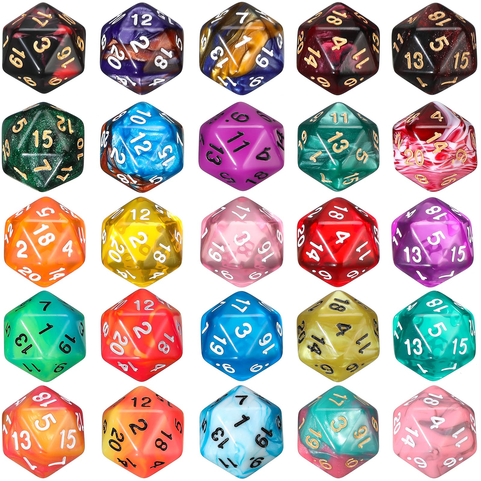 100 Pieces Polyhedral Dice Set with Black Pouch Polyhedral Dice Compatible with RPG MTG Table Games Multi Colored Assortment (20 Sided)