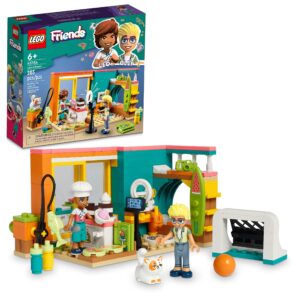 lego friends leo's room 41754, baking themed bedroom playset, collectible toy for girls and boys with olly mini-doll, accessories & pet