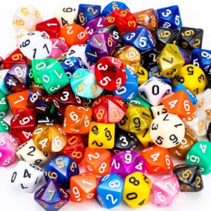 skylety 200 pieces polyhedral dice sets with black pouch compatible with rpg mtg tabletop role playing table games multi colored assortment (10 sided style)