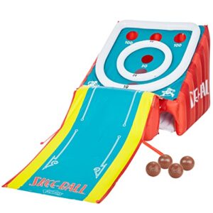 skee-ball game for kids and adults, giant inflatable game, 11 feet long, includes 4 balls and electric air pump, indoor and outdoor games for adults and family, skee-ball arcade game for home, toys