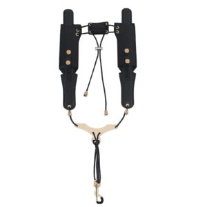 ranming saxophone shoulder strap,double shoulder leather saxophone harness strap with adjustable length metal slider sax harness,reduces neck pain,for long hours of practice.