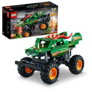 lego technic monster jam dragon monster truck toy for boys and girls, 2in1 racing pull back car toys for off road stunts, kids birthday gift idea, great activity for kids, 42149