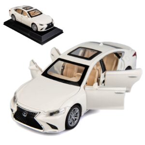 bdtctk 1/32 compatible for lexus ls500h model car, zinc alloy pull back toy car with sound and light for kids boy girl gift(white)