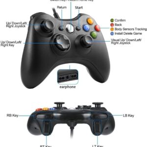 Rzzhgzq 2PACK Wired Controller for Xbox 360 Controller PC Windows 10/8/7 Controller Gamepad Joystick for Xbox 360&360Slim (Black+White)